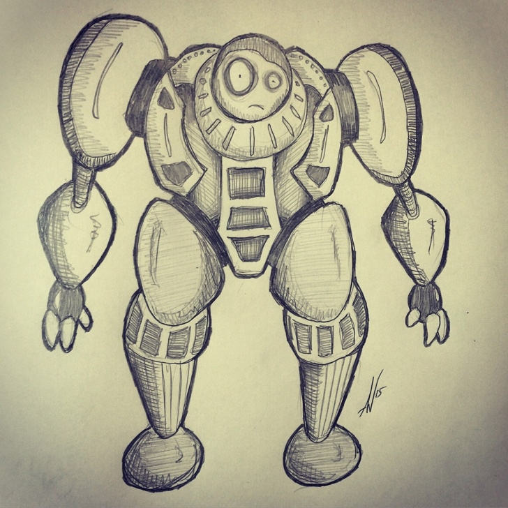 Fantastic Robot Pencil Drawing Ideas Robot Inspired By A Track-Ball ...
