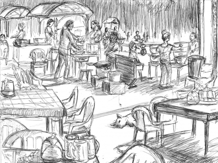 Market Pencil Drawing | ProDrawingClub - Pencil Art Drawing