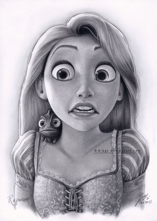 Incredible Rapunzel Pencil Drawing Simple Tangled: Rapunzel And Pascal ...