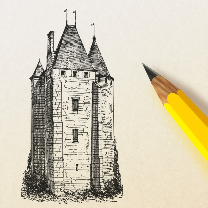 Marvelous Castle Pencil Drawing Free Pencil Drawing A Castle Vector ...