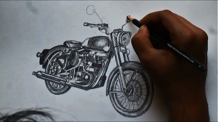 Royal Enfield Pencil Sketch | ProDrawingClub - Pencil Art Drawing